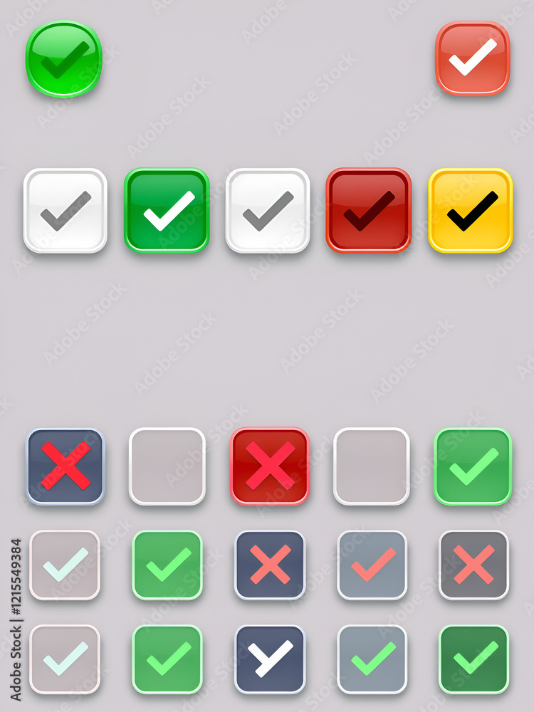 Ilustración de Stock check mark icon button set. check box icon with right and wrong buttons and ...
