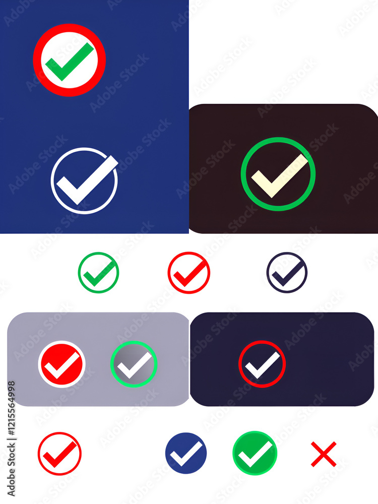 Check Mark Cross Circle Icon Green Red | Checkmark Checklist ...