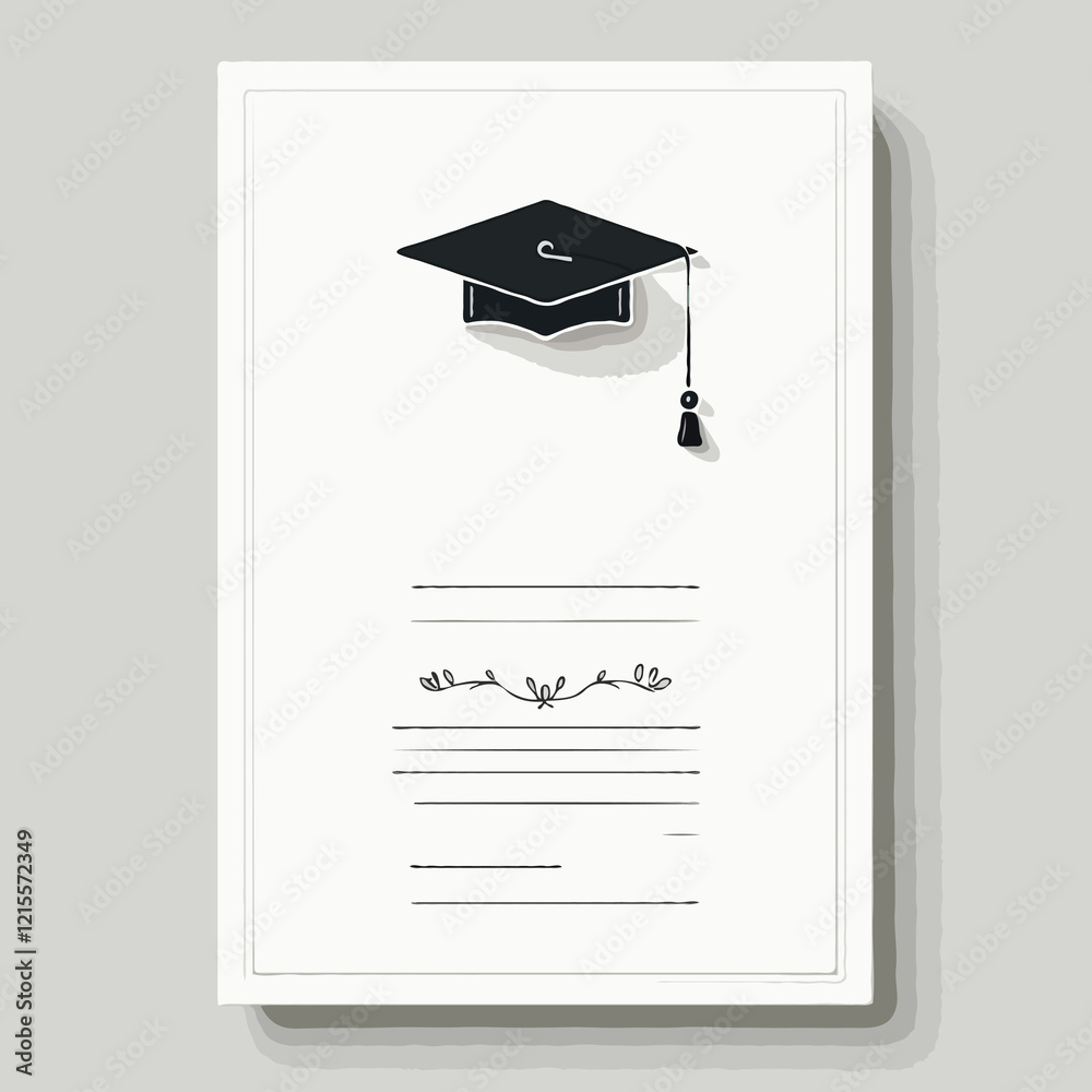 Ilustrace graduation flyer, cap and diploma, invitation, graduation ...