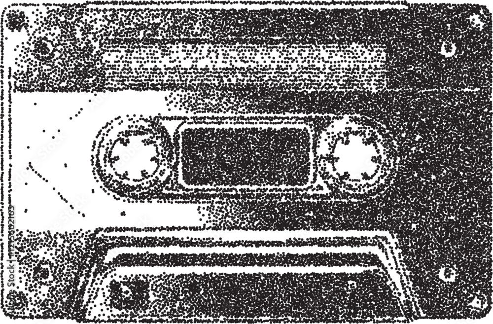 Cassette vintage y2k stipple art, retro halftone stipple brutalist ...