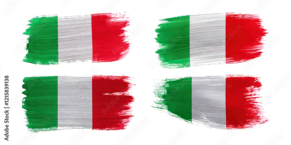 Brush Strokes of Italian Flag Colors,PNG set collection, isolated on ...