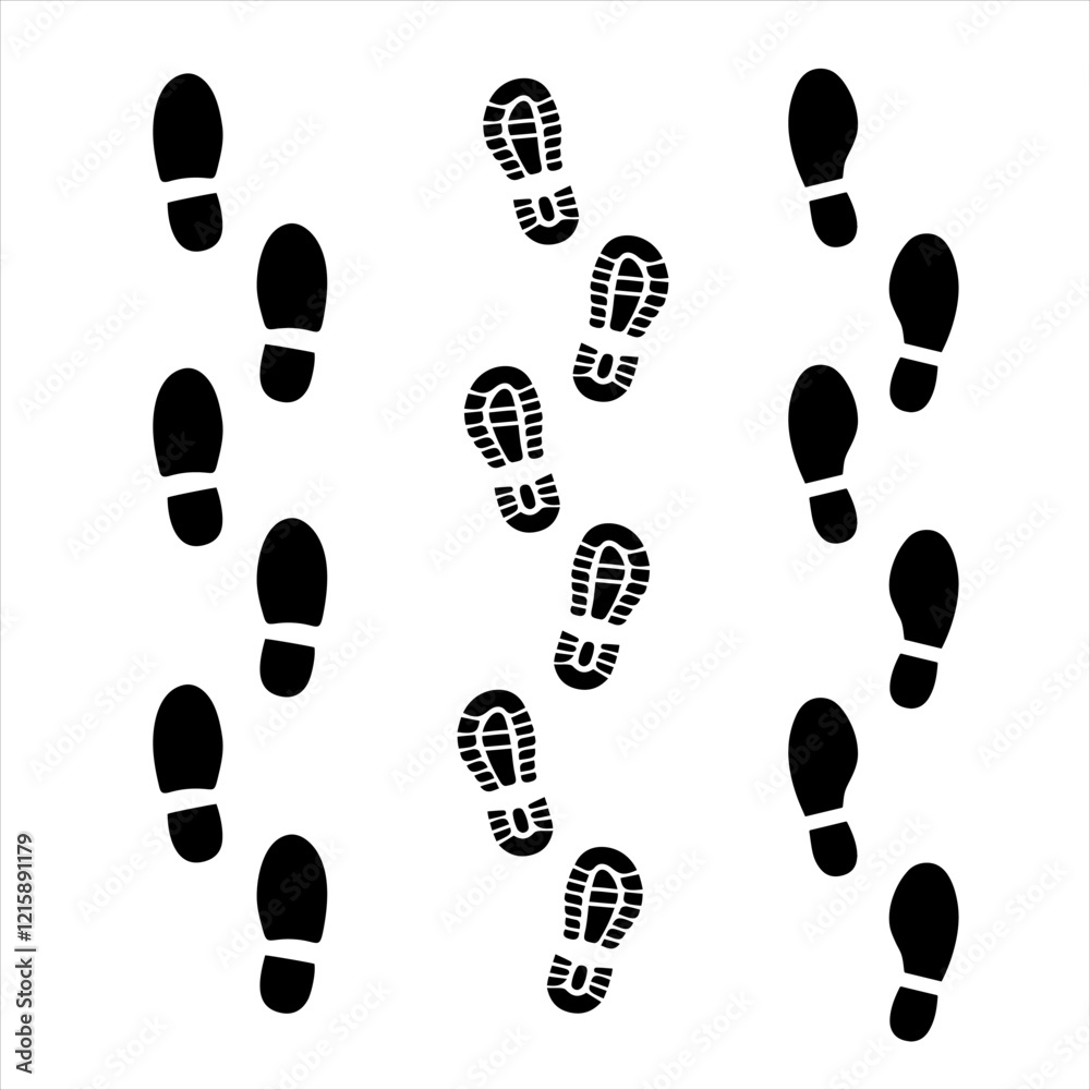 Footprint set of footprint icon, Silhouette of footprints. Vector ...