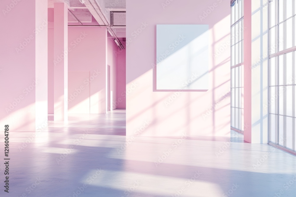 Picture exposition modern gallery,open space.Blank white empty canvas ...