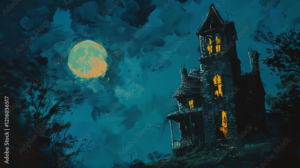 Bring spine-tingling vibes with a haunted mansion scene in acrylic ...