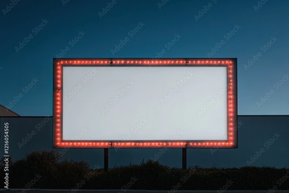 dramatic photo of blank marquee sign with glowing lights around edges ...