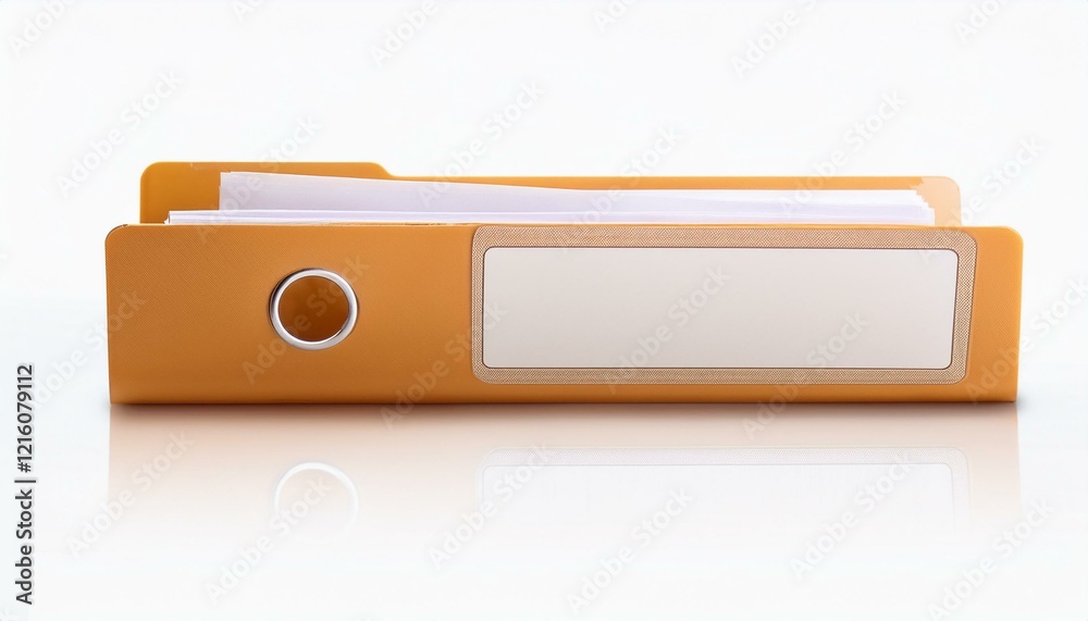 Orange file folder with blank label, ready for your documents. Stock ...