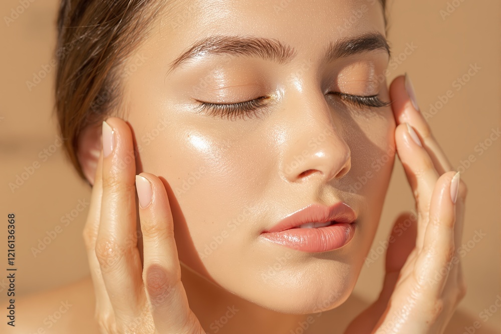 Hydrated skin. Care procedure. Cosmetics advertising. Beautiful gentle ...