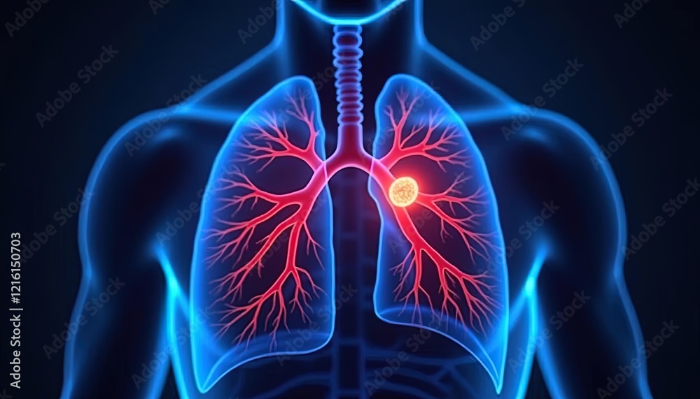 Lung Cancer Tumor Medical Illustration Showing Anatomy Stock ...