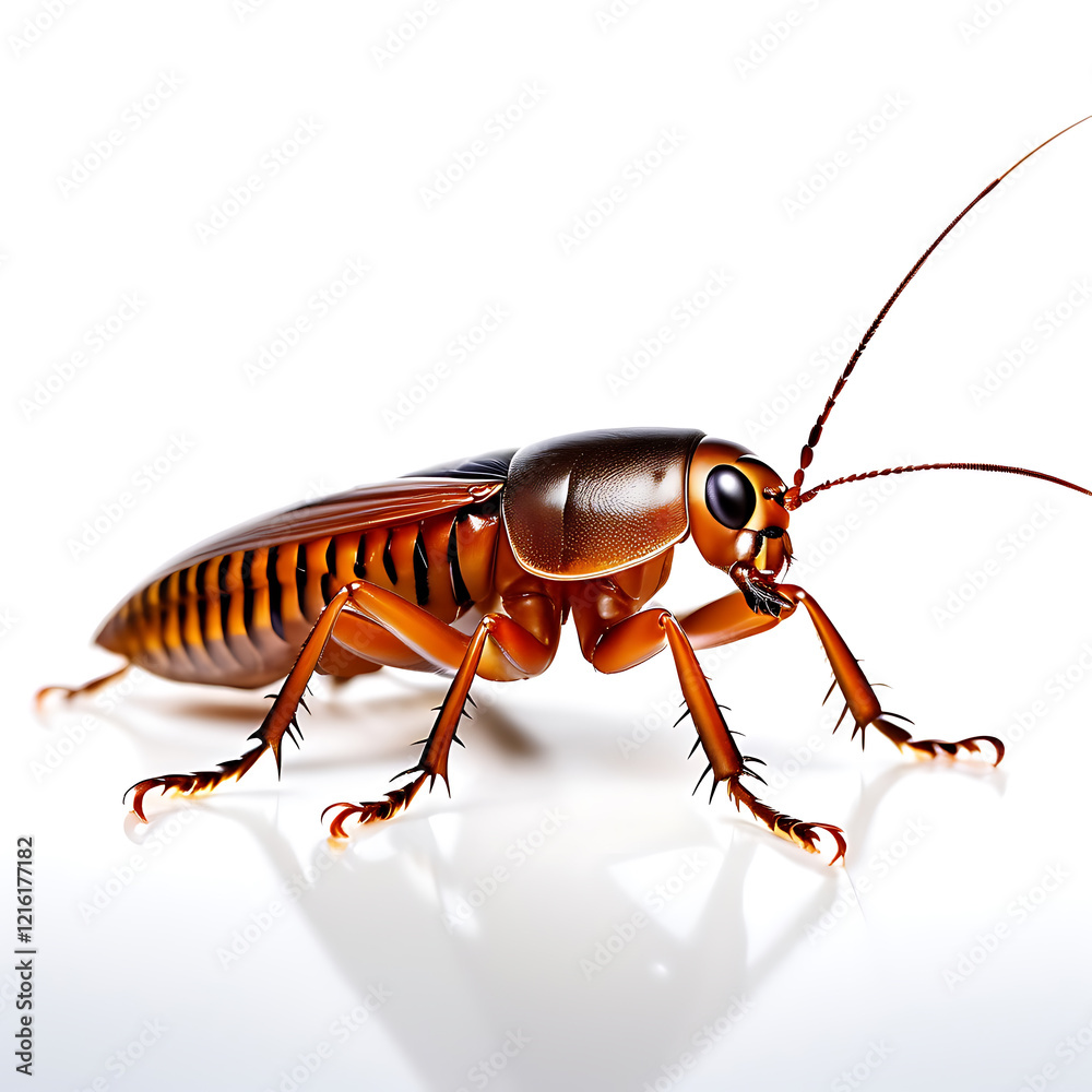 Detailed Close-Up of an Asian Cockroach Showcasing Its Glossy Brown ...