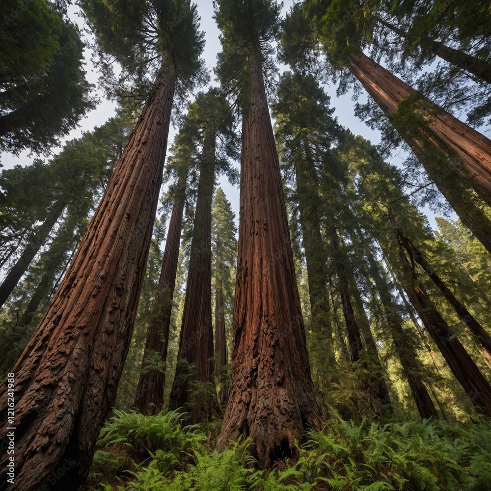 Redwood (Forest Giants) – Perspective from the base of the massive ...