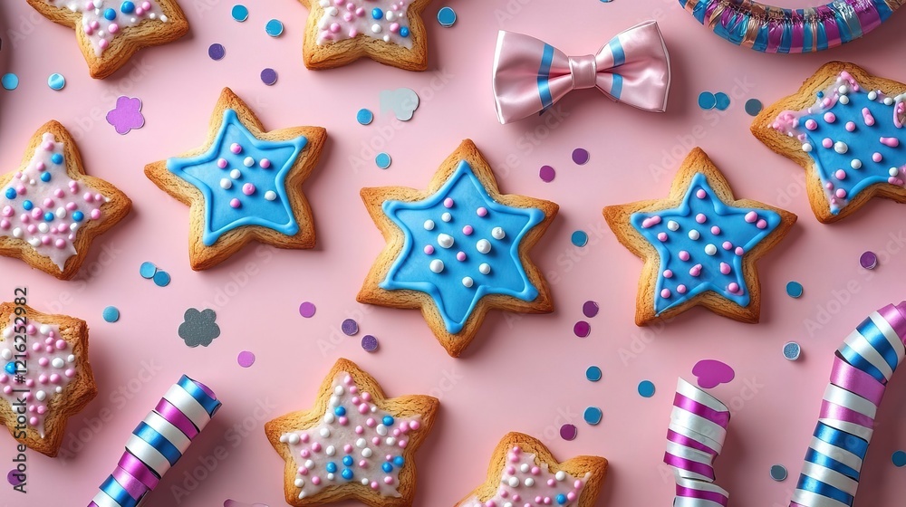 Celebrate Purim. triangle cookies, Star of David symbols, masks, a bow ...