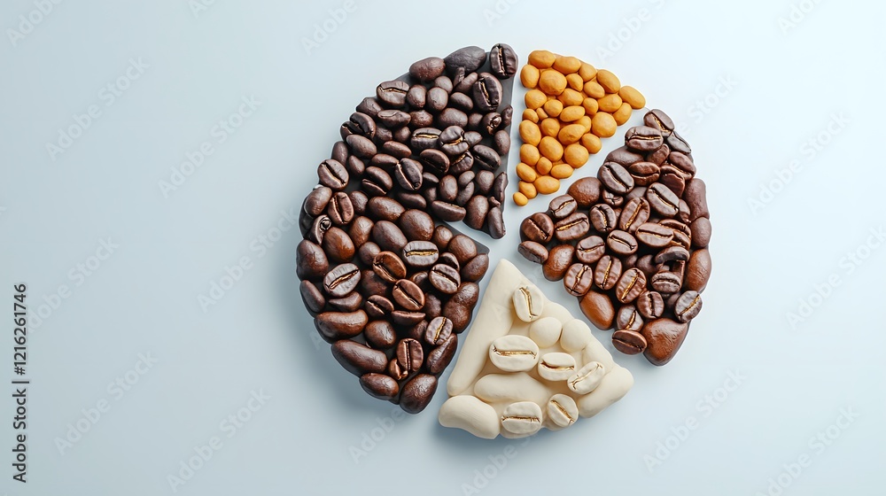 Clay rendered pie chart showing coffee varieties and their proportions ...