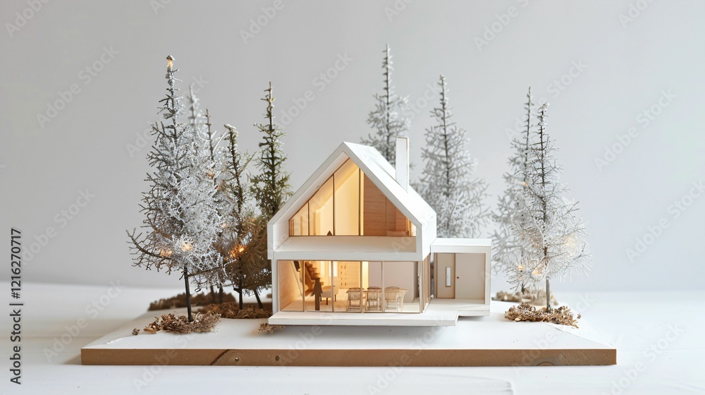 Maquette de maison en carton blanc, architecture simple en rendu ...