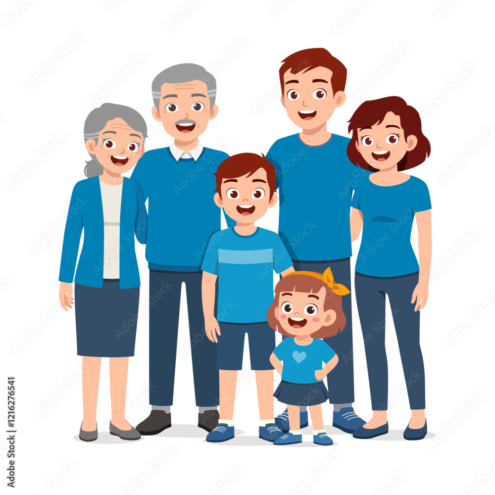 happy family standing for portrait photograph together Stock Vector ...
