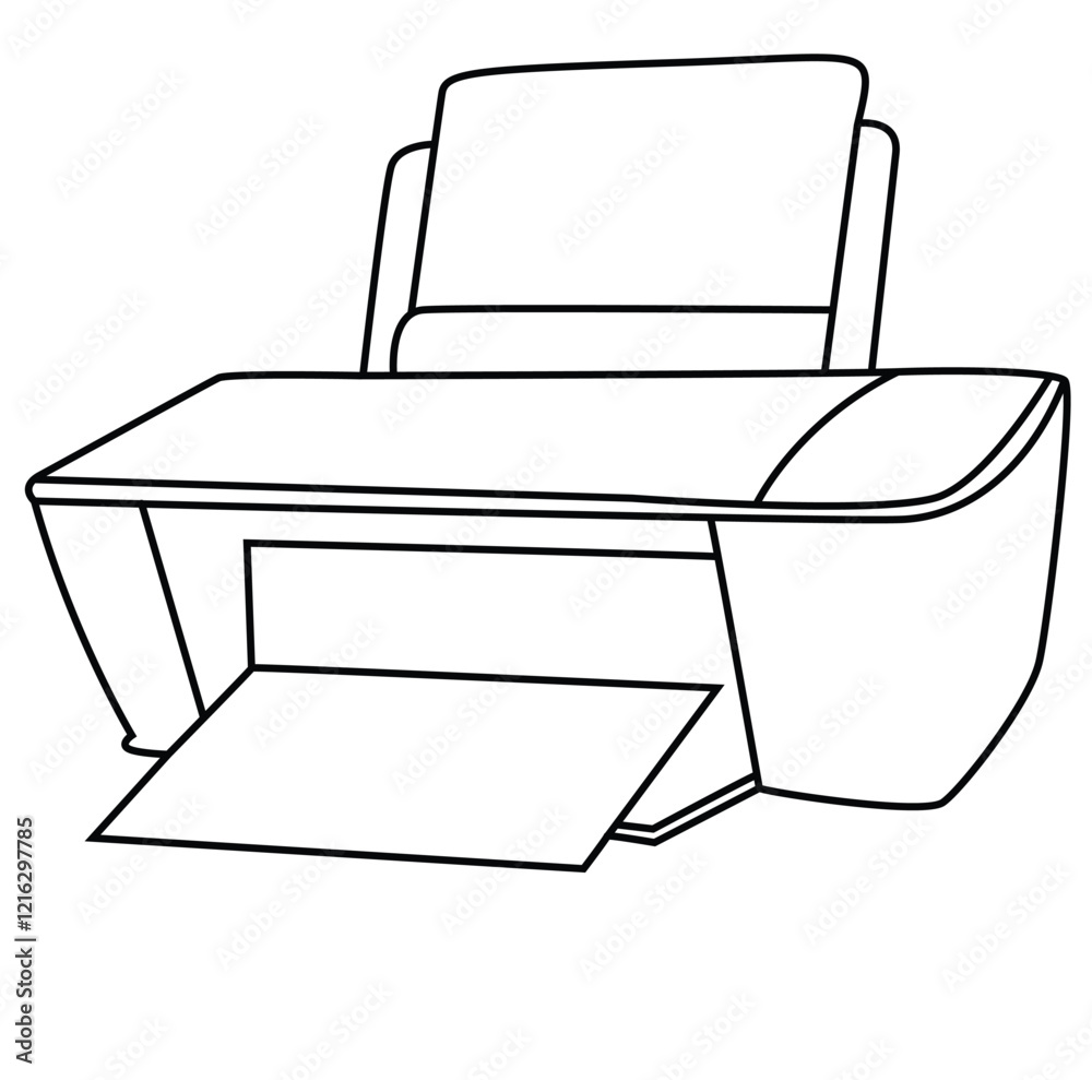 Cute cartoon hand drawn vector printer coloring page. Stock Vector ...