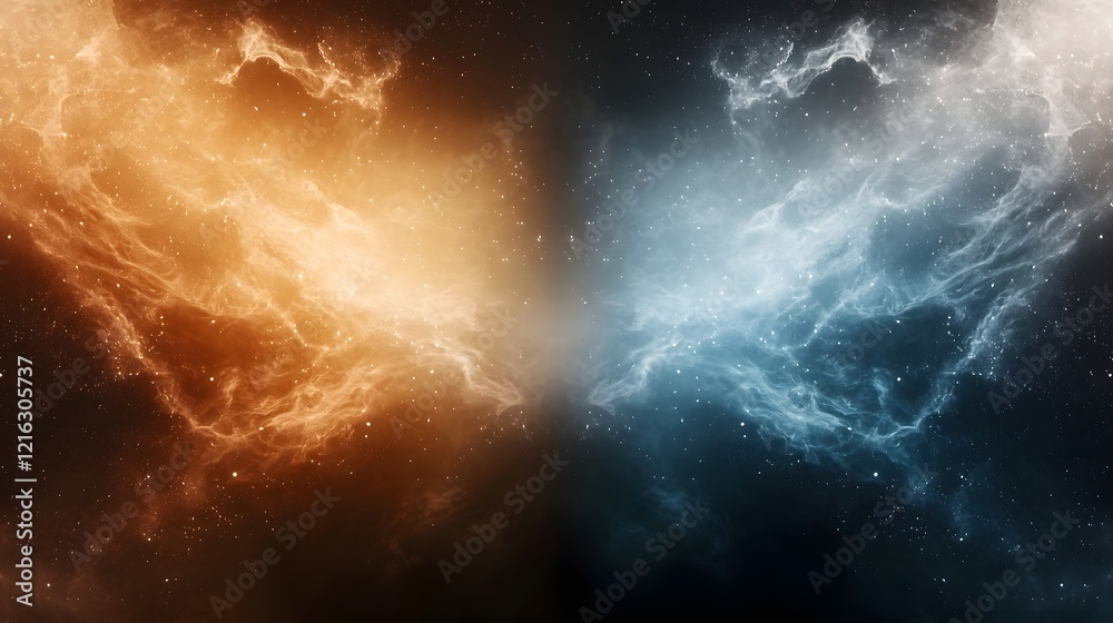 Futuristic cosmic wallpaper depicting the dramatic battle of good ...