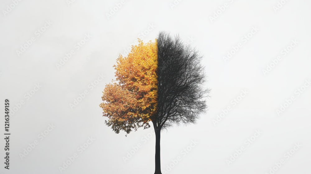 Climate change impact on trees nature digital art minimalist aesthetic ...