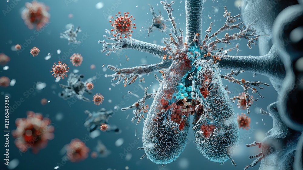 Analyzing the infection detailed cross-section of human lung affected ...