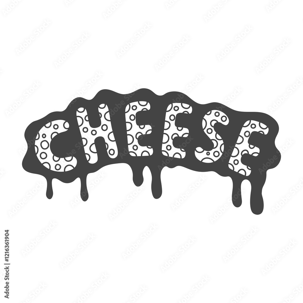 Cheese Font Lettering with Hole Texture. Dairy product inscription text ...