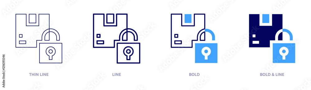 Security logistics icon in 4 different styles. Thin Line, Line, Bold ...