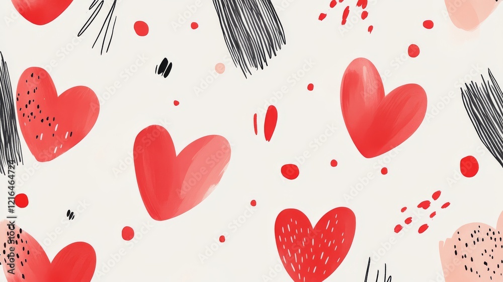 10.A charming seamless design with bold red hearts in different shapes ...