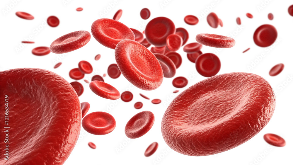 Flowing red blood cells no background in PNG format. Stock Photo ...