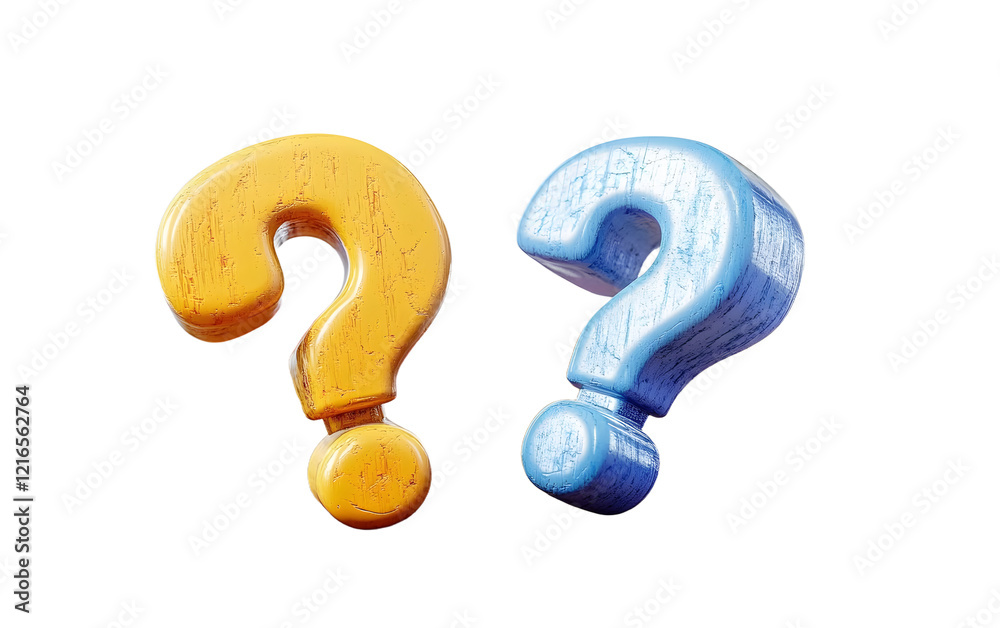 Cartoon question mark and exclamation point, chat mark, 3d rendering ...