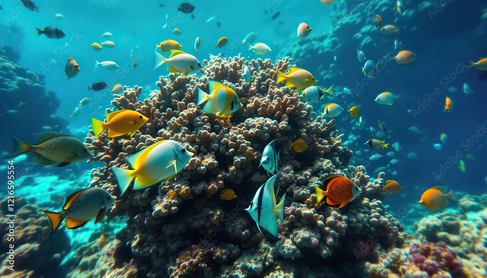 4K HD Video of many varieties of tropical fish swimming around in a ...