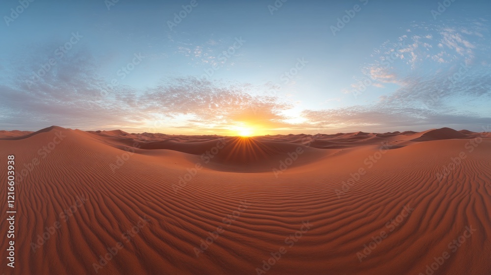 Desert sunset panorama, sand dunes, 360? view, game background Stock ...