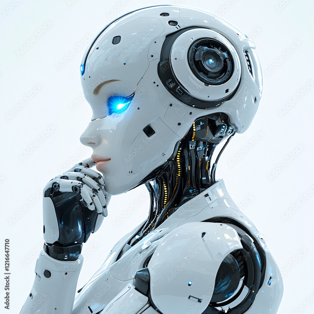 ai robot thinking, side view, isolated on transparent background Stock ...