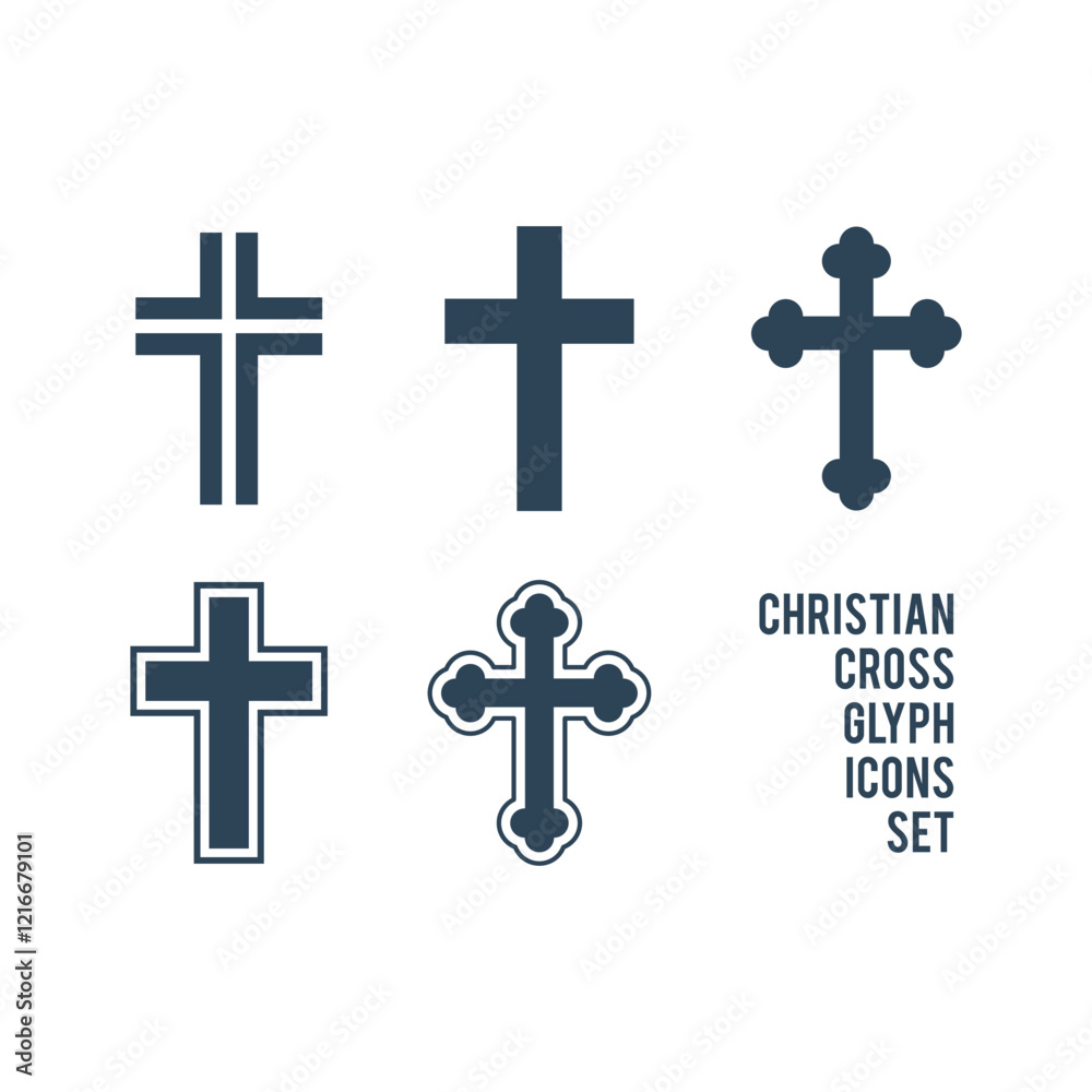 Christian cross vector symbol flat style. Religion cross icons set ...
