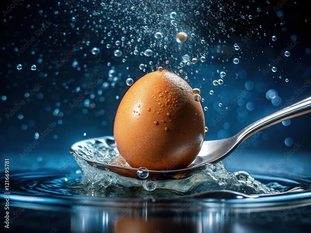 Perfectly Boiled Egg Retrieval: A Sparkling Clean Spoon Lifts a Hot Egg ...