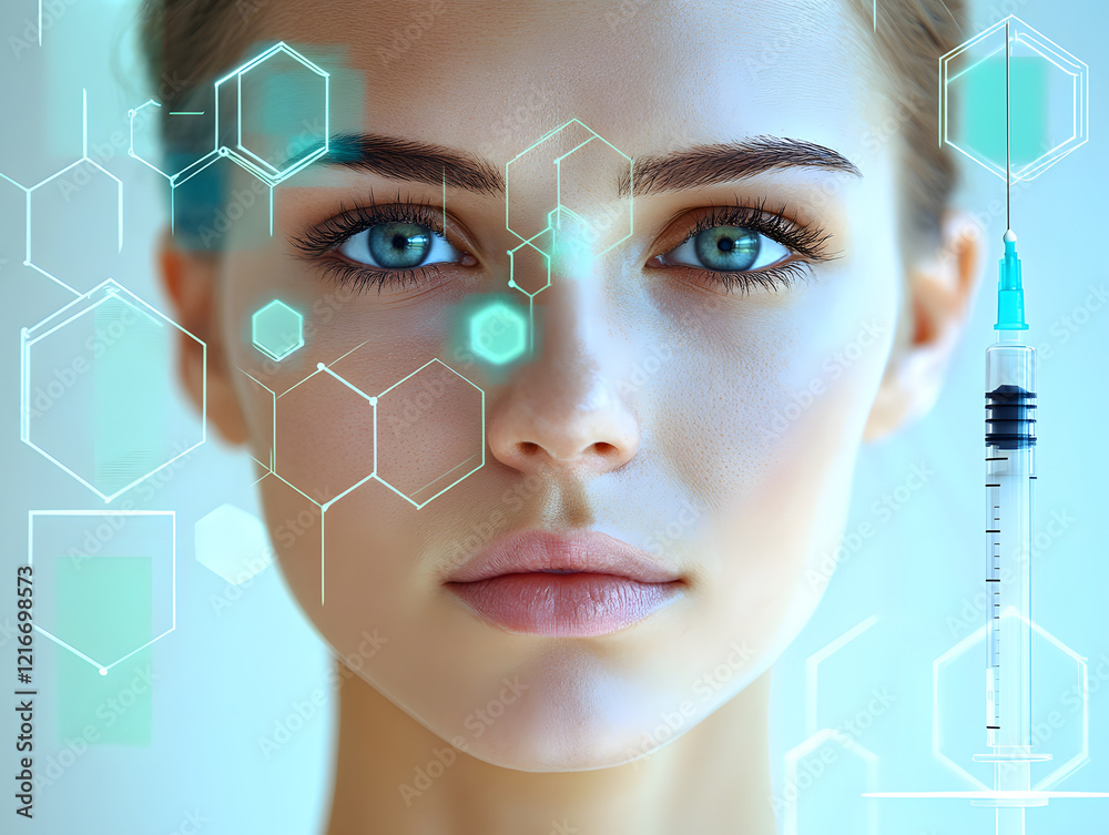 injection beauty concept. Young woman gets beauty facial injections in ...