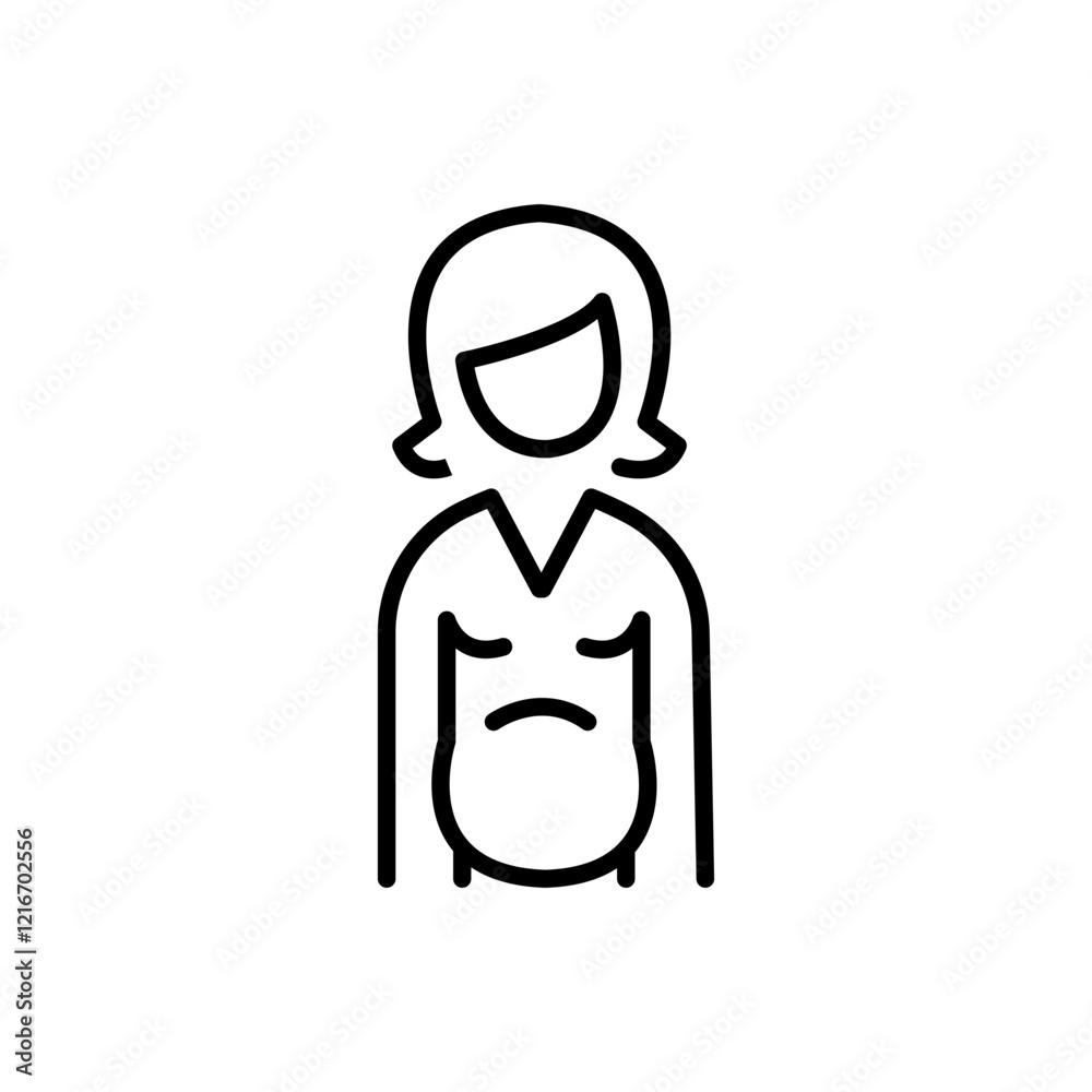 Pregnancy icon. Simple outline style. Pregnant woman, maternal, lady ...