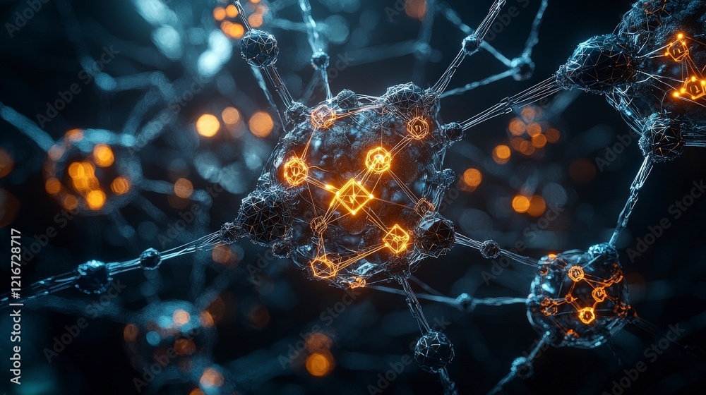 Visualizing ai-driven data systems as glowing nodes digital landscape conceptual art sci-fi ...