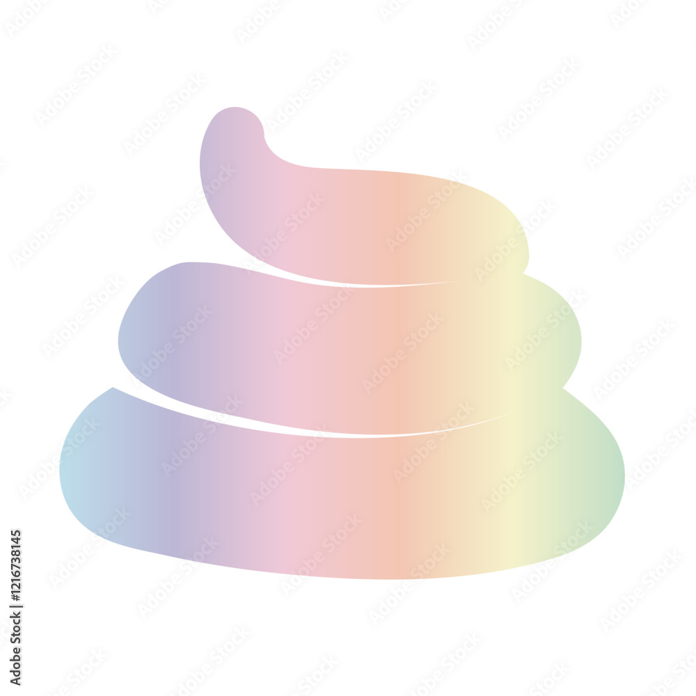 Colorful unicorn rainbow poop illustration. Whimsical flat style ...