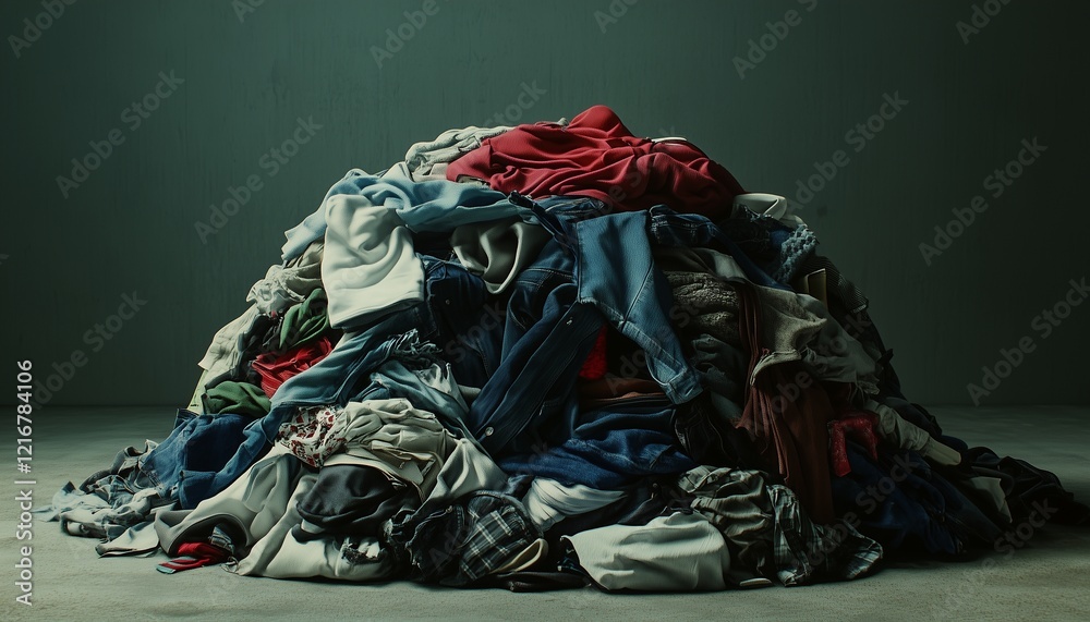 Pile clothing rubbish in style outfit nature pollution from fashion ...