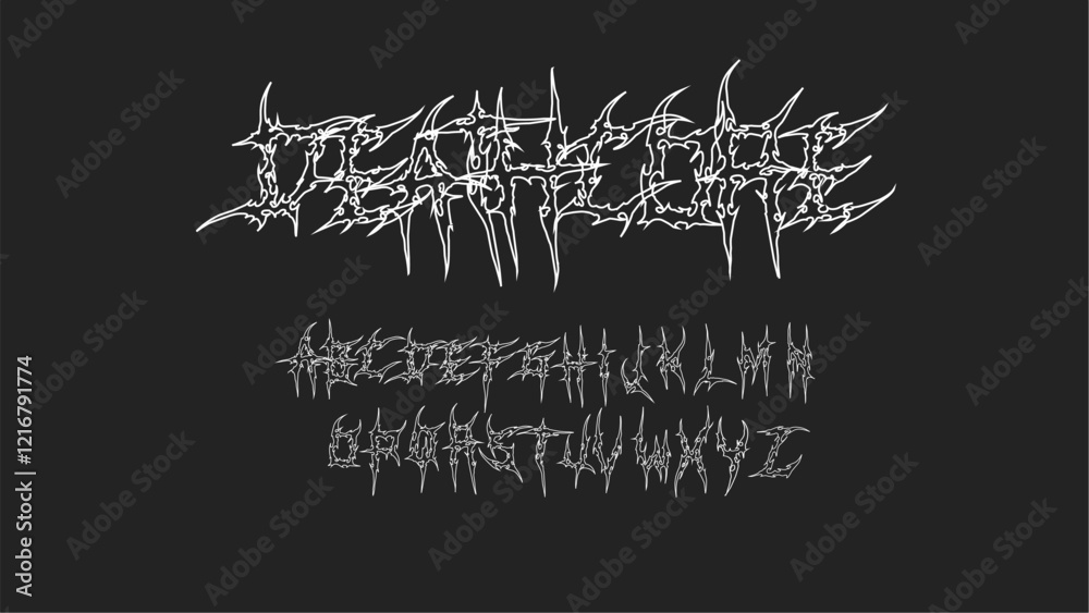 Neo tribal Gothic font, sigilism tattoo y2k alphabet, letter typography ...