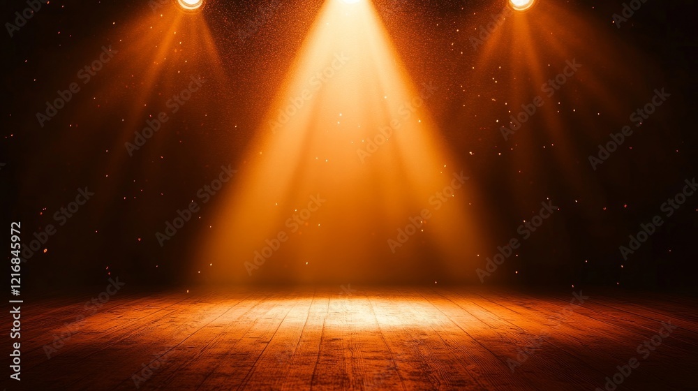 Orange gradient background with spotlight shine on center and vignette ...