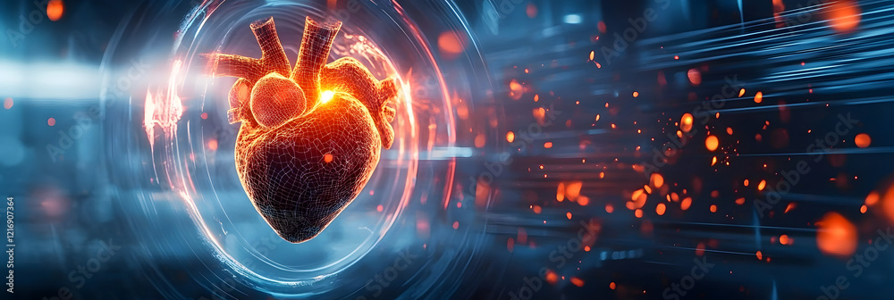 Futuristic cardiac imaging visualizing CT MRI scans used diagnosing ...