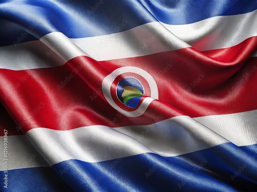 Costa Rica Flag Fabric Texture Background: Vibrant National Colors for ...