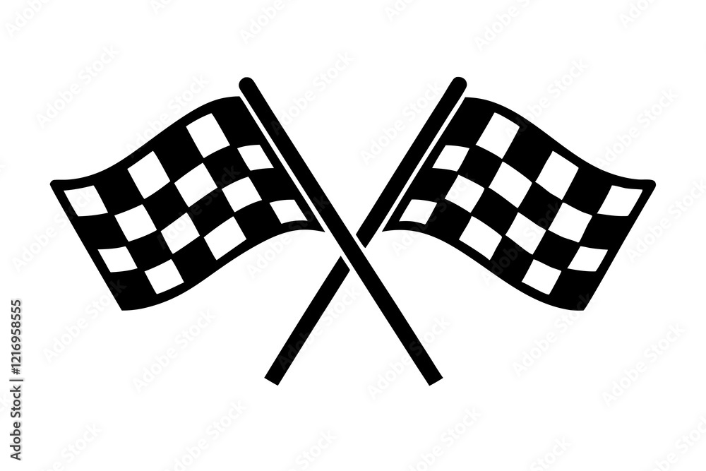 two crossed checkered Flag NASCAR Racing flag, sports finish line flag ...