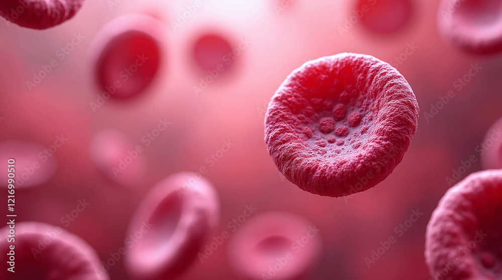 Foto de Stock Erythrocytes under Microscope, Blood Count Test, Red ...