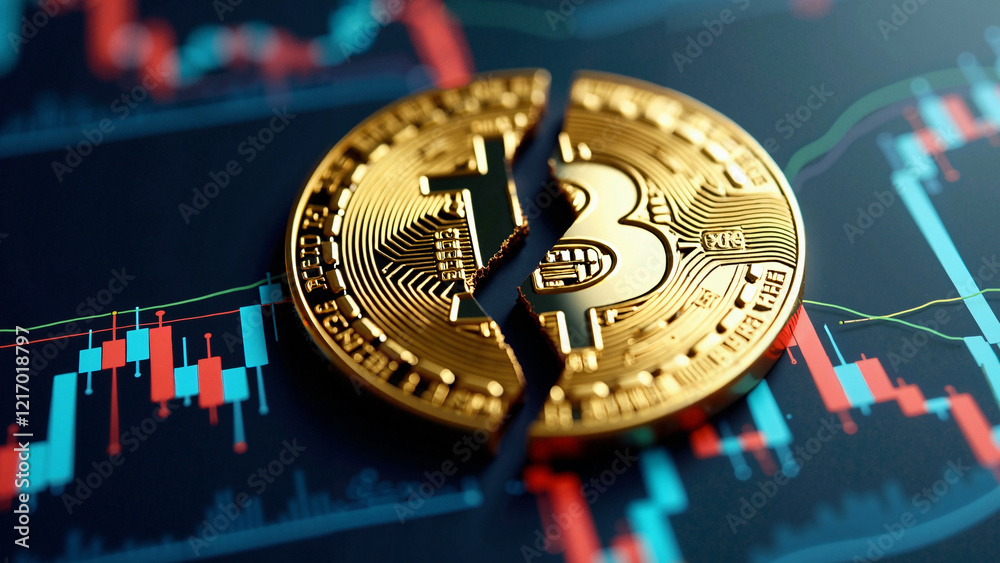 High-Resolution Bitcoin Halving 2025 Stock Photo with Split Coin and ...