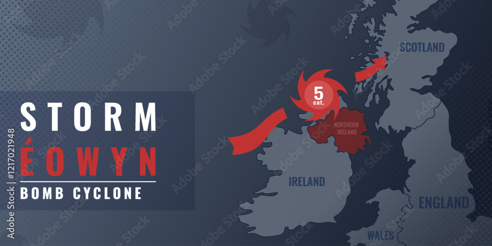 Storm Eowyn map, january 2025. Vector info illustration Stock Vector ...