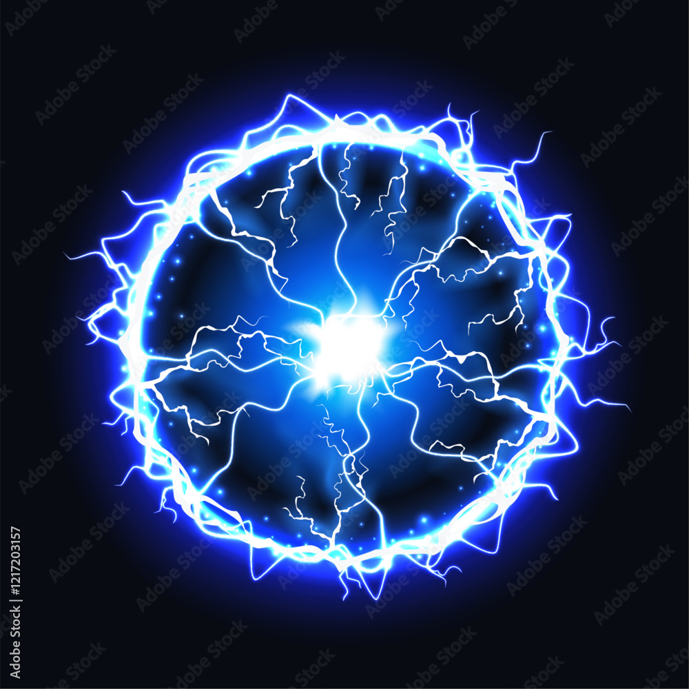 Ball lightning energy. Electric circle. Effect burst magic power ...