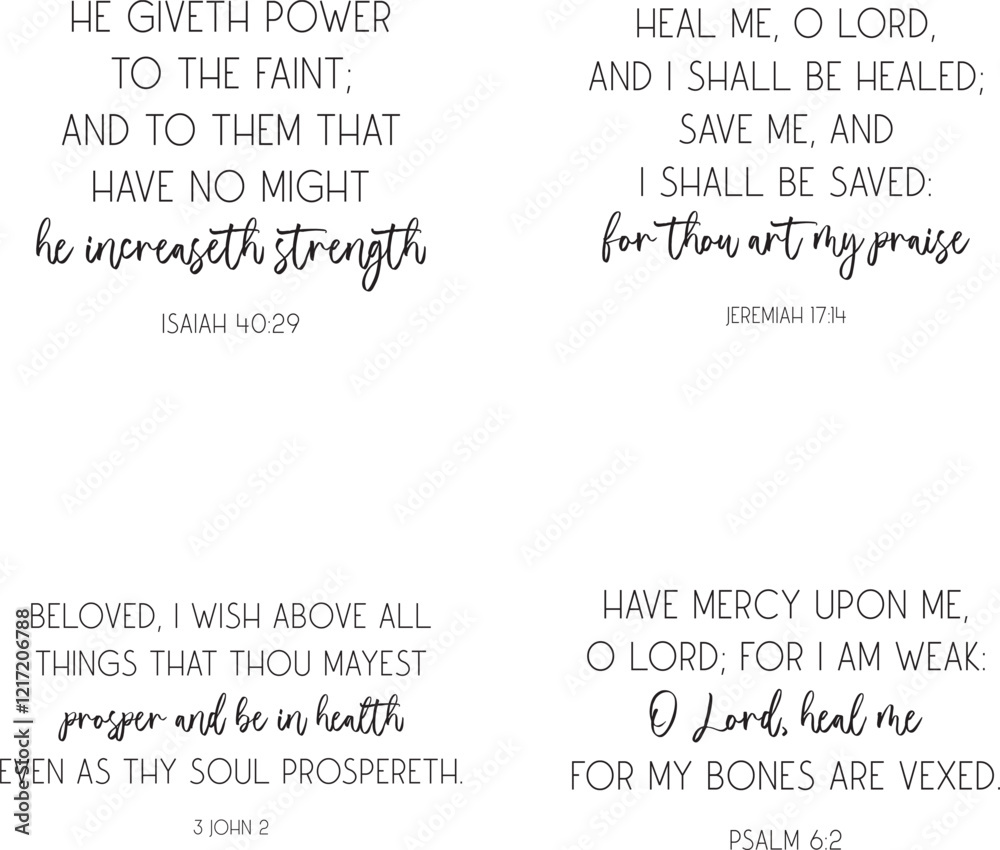 Healing Bible Verses Bundle, Christian biblical quotes set, encouraging ...