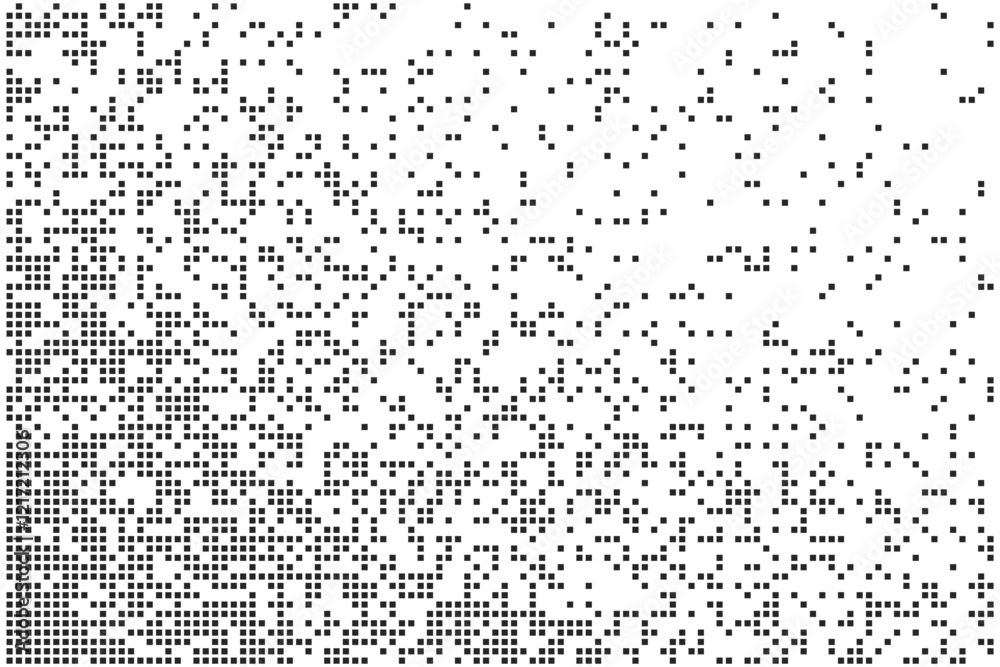 Abstract simple black halftone texture consists of dispersed square ...