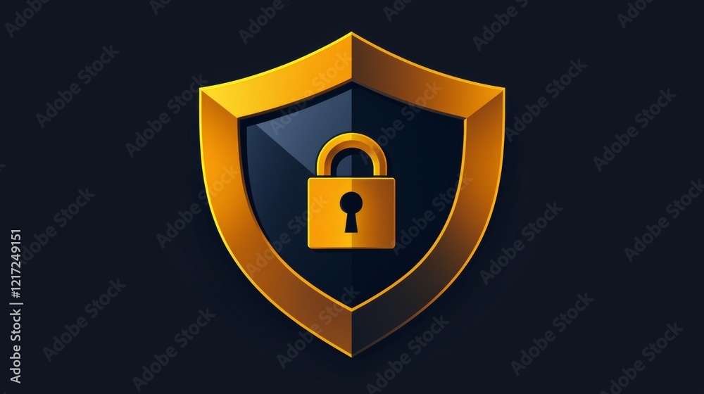 A bold logo for a security company, featuring a shield and lock icon ...