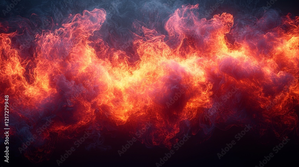 Real fire flames burn, motion with smoke visible. Border isolated ...